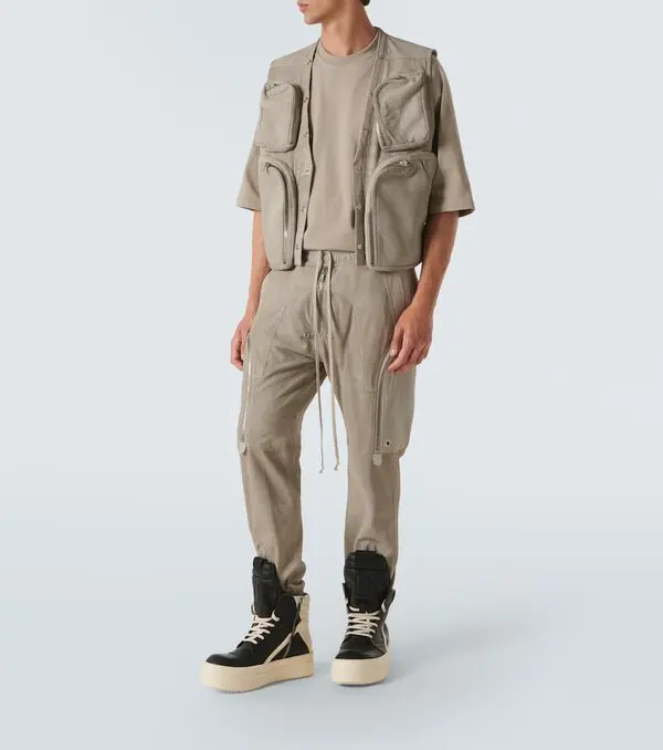 Rick Owens Leather Cargo Pants - White
