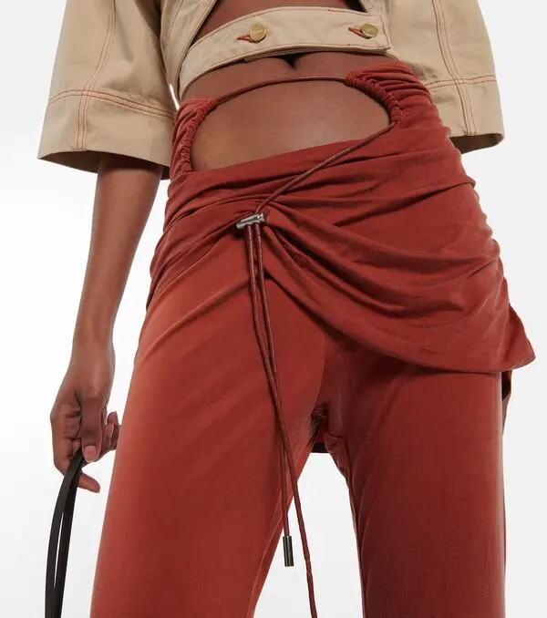 Jacquemus Le Pantalon Espelho Fla Pants In Terracotta - Red