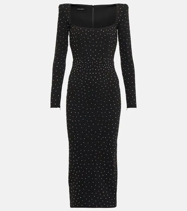 Alex Perry Tiernan Embellished Crepe Midi Dress - Black