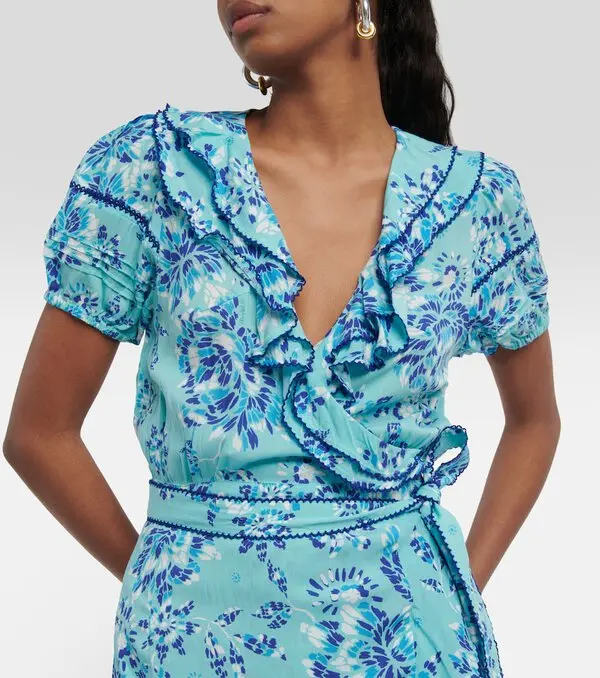 Poupette St Barth Aude Printed Wrap Minidress