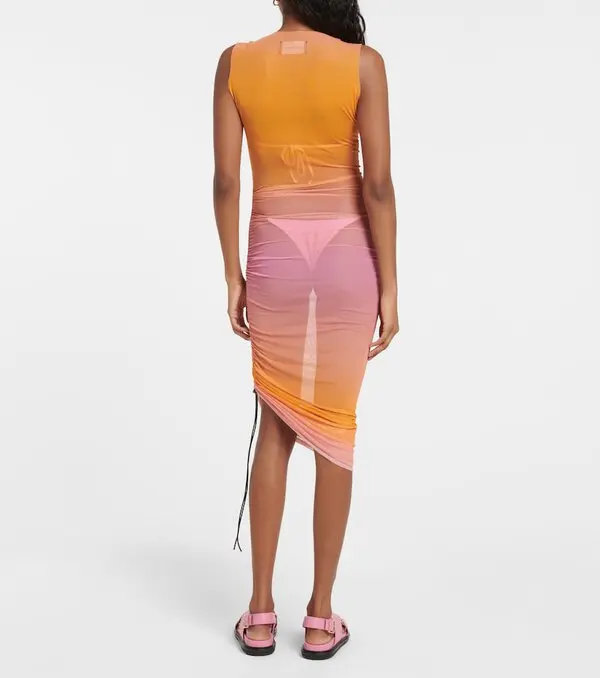 LOUISA BALLOU Ruched Midi Dress