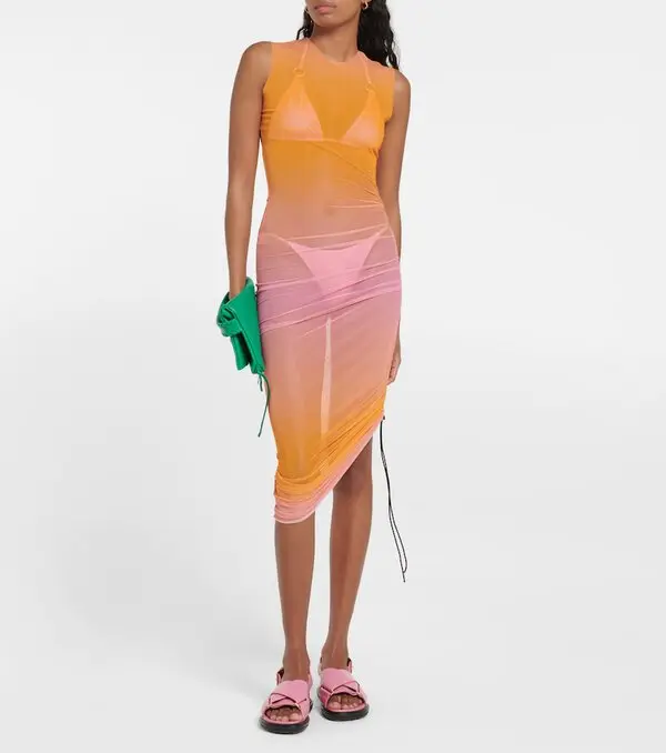 LOUISA BALLOU Ruched Midi Dress