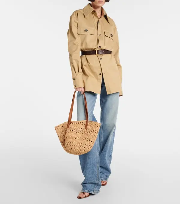 Saint Laurent Panier Small Raffia Basket Bag - Neutrals