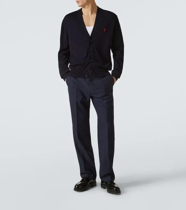 AMI Paris De Coeur Wool Cardigan