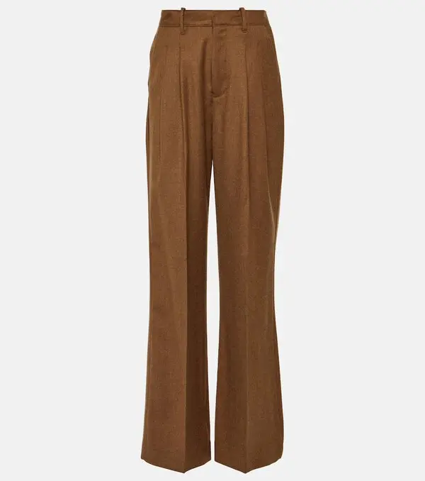 Ag X Emrata Joan Wool Wide-leg Trousers - Brown