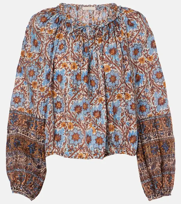 Ulla Johnson Silva Printed Cotton-blend Blouse - Multicoloured