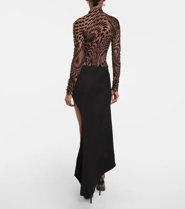 MUGLER Asymmetric Jersey Midi Skirt