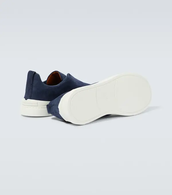 Zegna Triple Stitch Suede Sneakers - Blue