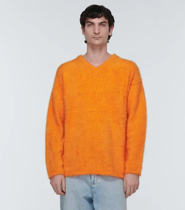 ERL Brushed V-neck Sweater - Orange