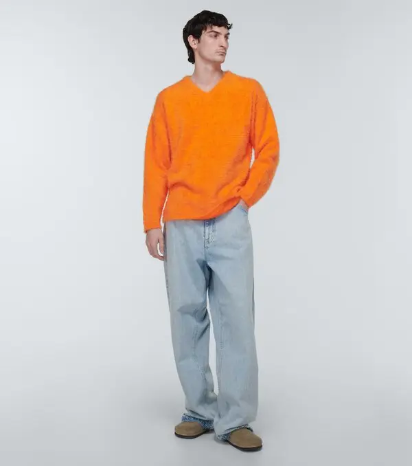 ERL Brushed V-neck Sweater - Orange