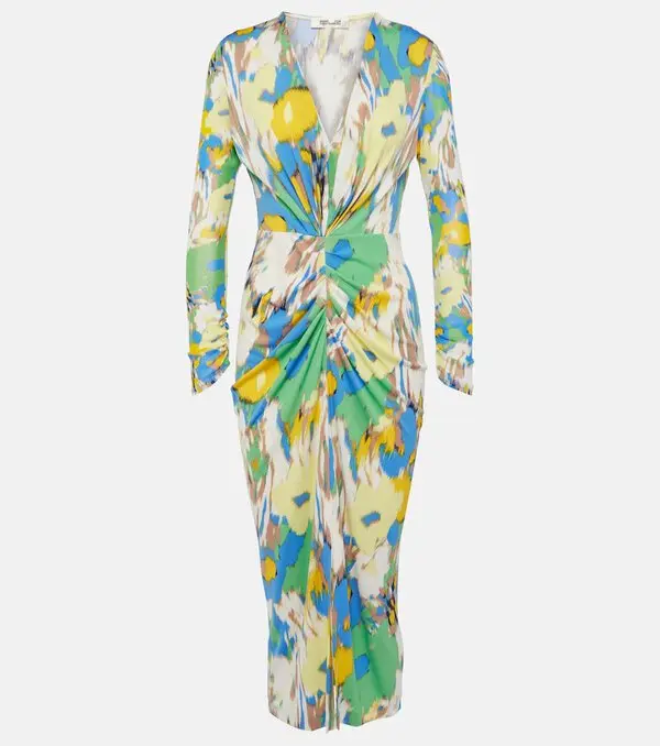 Diane Von Furstenberg Ruched Midi Dress - Multicoloured