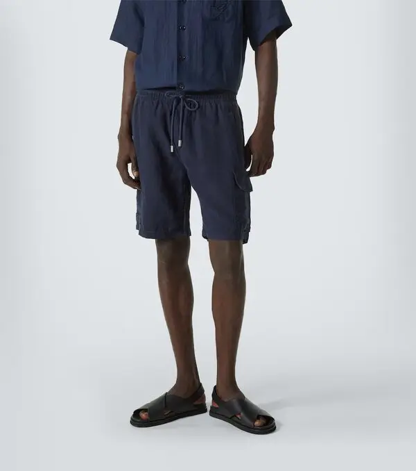 Vilebrequin Linen Cargo Bermuda Shorts - Blue