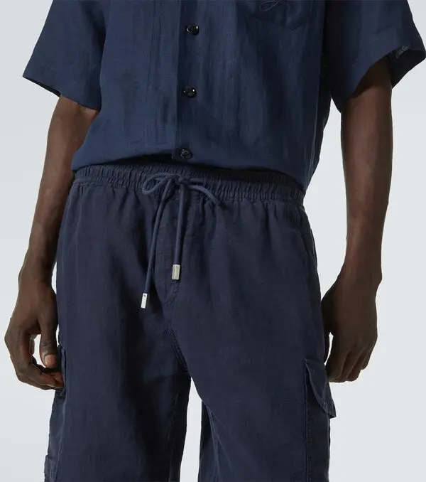 Vilebrequin Linen Cargo Bermuda Shorts - Blue