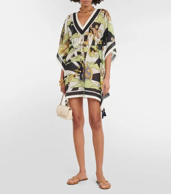 Tory Burch Printed Cotton And Silk Minidress