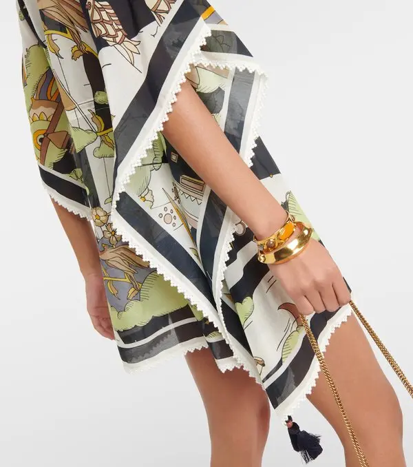 Tory Burch Printed Cotton And Silk Minidress