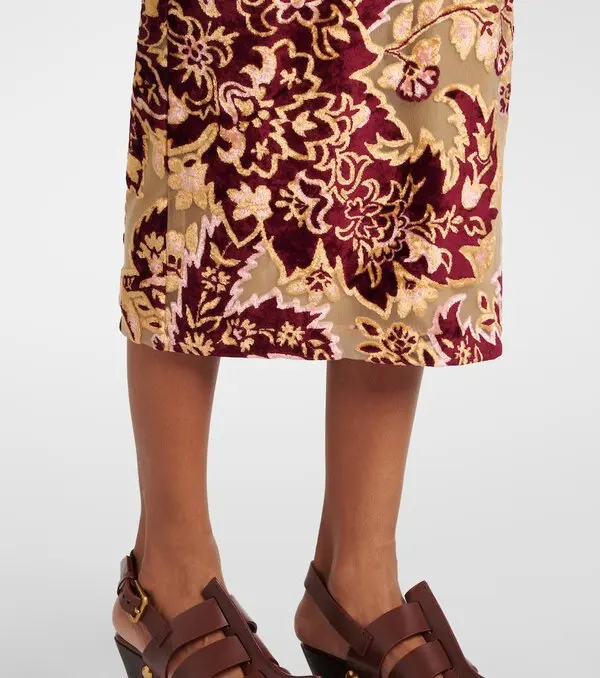 Etro Paisley Jacquard Velvet Midi Skirt - Multicoloured