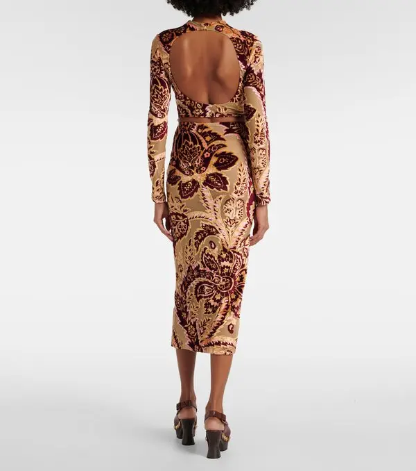 Etro Paisley Jacquard Velvet Midi Skirt - Multicoloured