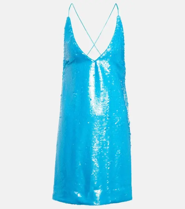 GANNI Sequined Mini Dress - Blue