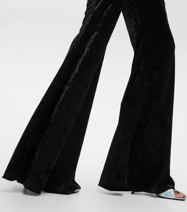 Alexandre Vauthier Halterneck Flared Velvet Jumpsuit