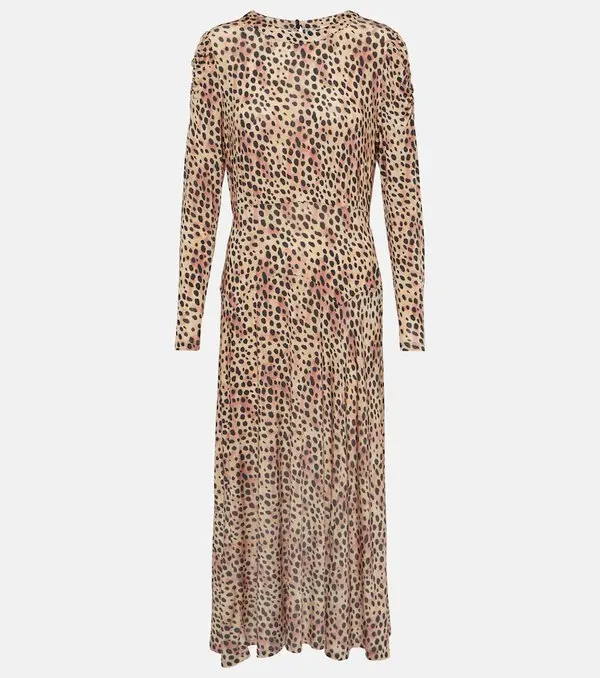 Rixo Cerise Leopard-print Midi Dress - Multicoloured