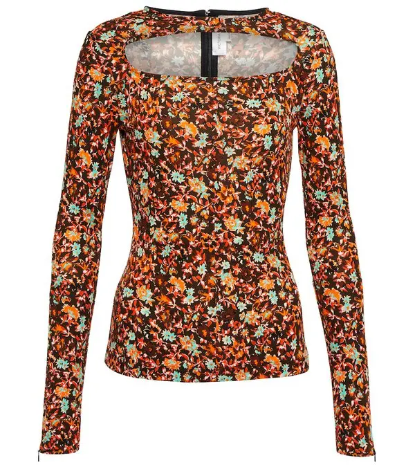Victoria Beckham Floral Cutout Top - Multicoloured