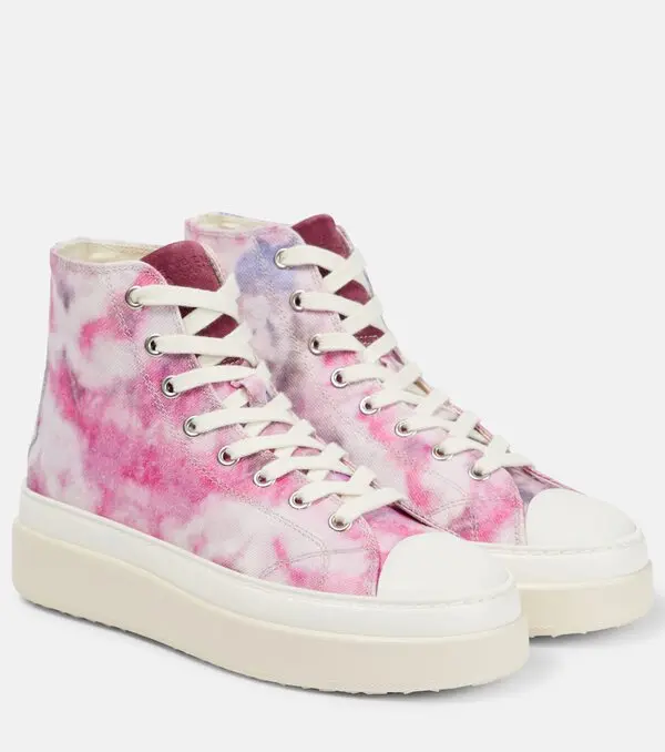 Isabel Marant Étoile Austin High-top Sneakers In Printed Mulberry - Multicoloured