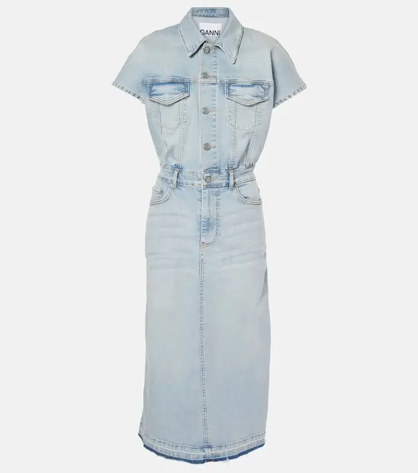 GANNI Denim Midi Shirt Dress