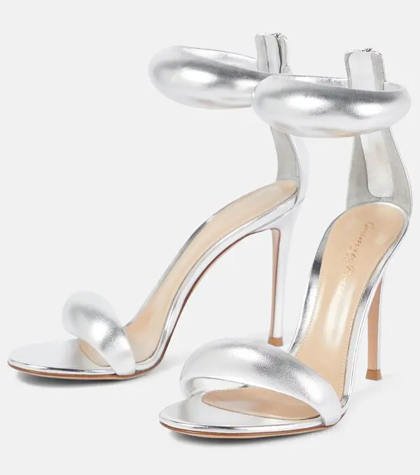GIANVITO ROSSI Bijoux 105 Leather Sandals - Silver