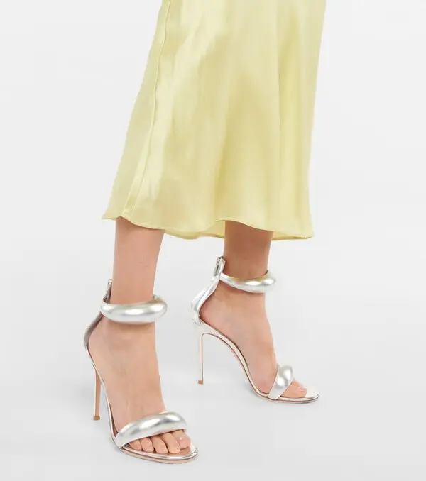 GIANVITO ROSSI Bijoux 105 Leather Sandals - Silver