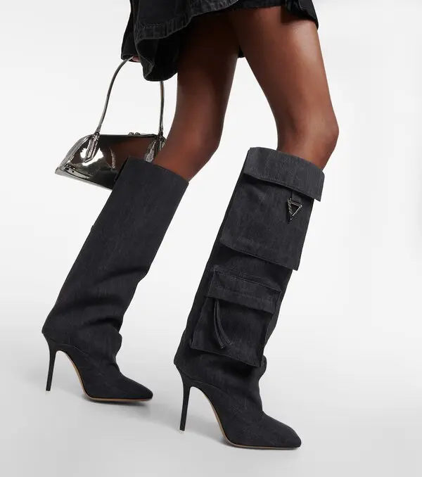Attico Sienna Denim Knee-high Boots