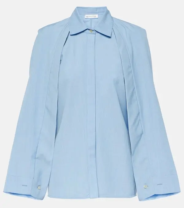 Victoria Beckham Virgin Wool Shirt With Cape Effect - Blue