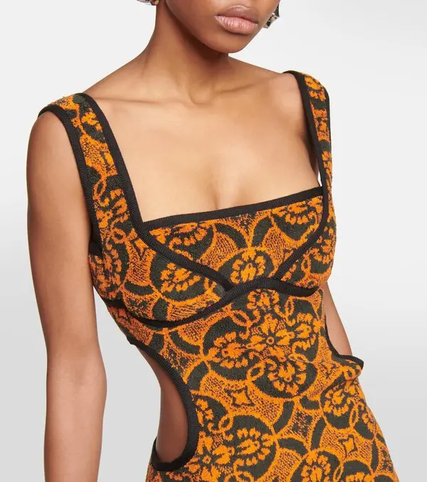 MARINE SERRE Jacquard Cut-out Mini Dress