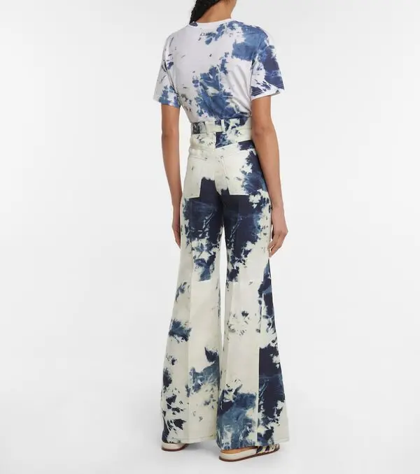 Chloé Tie-dye Linen Flared Trousers