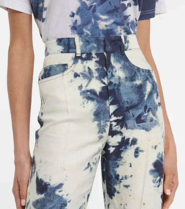 Chloé Tie-dye Linen Flared Trousers