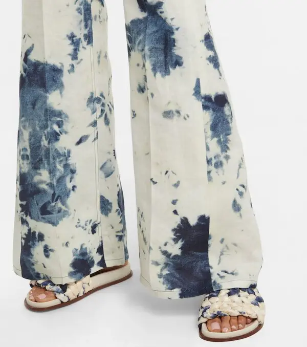 Chloé Tie-dye Linen Flared Trousers
