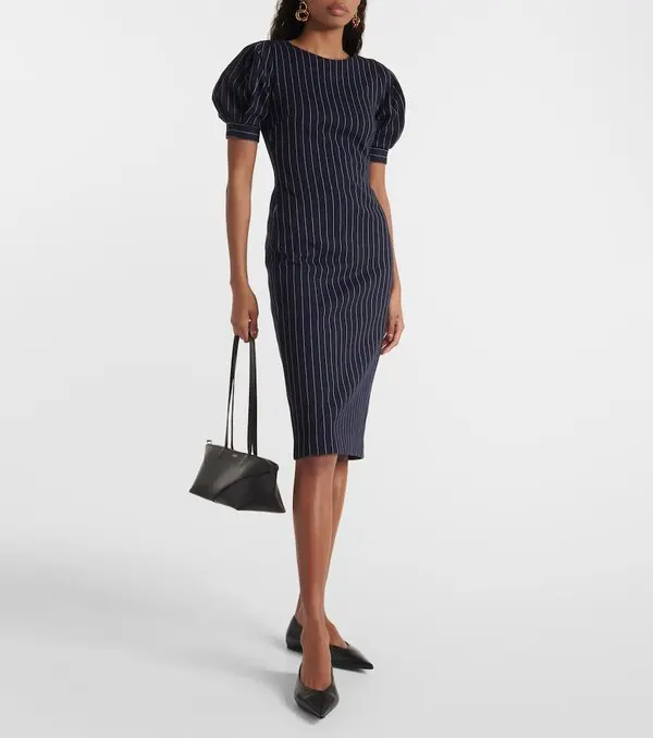 Max Mara Tunica Striped Cotton-blend Midi Dress