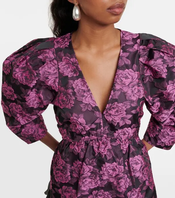 GANNI Floral Jacquard Midi Dress