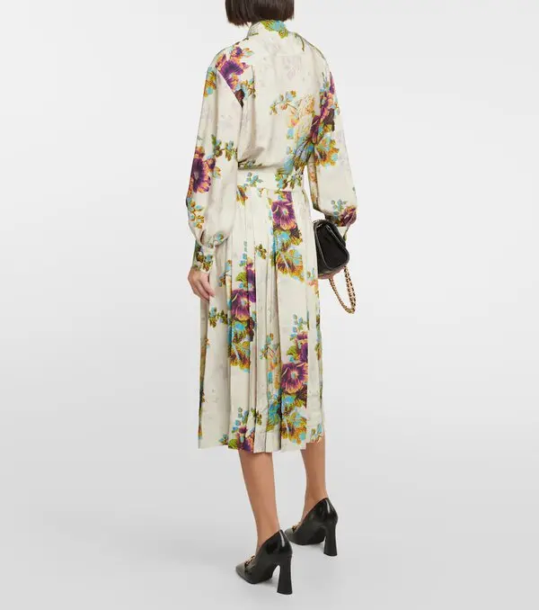 Tory Burch Floral Pleated Midi Skirt