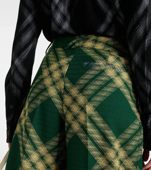 Burberry Checked Wool Twill Wide-leg Trousers