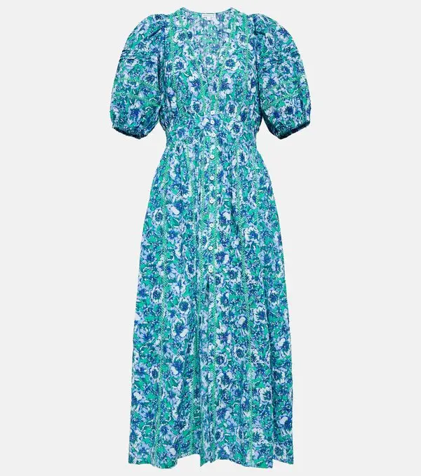 Poupette St Barth Reine Floral Print Midi Dress - Multicoloured