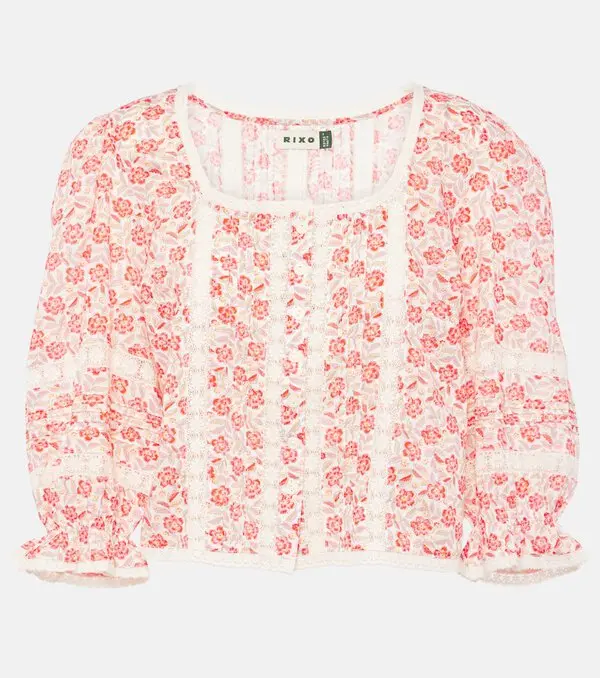 Rixo Jacques Floral Cotton Voile Blouse