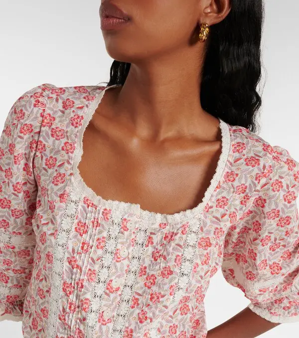 Rixo Jacques Floral Cotton Voile Blouse
