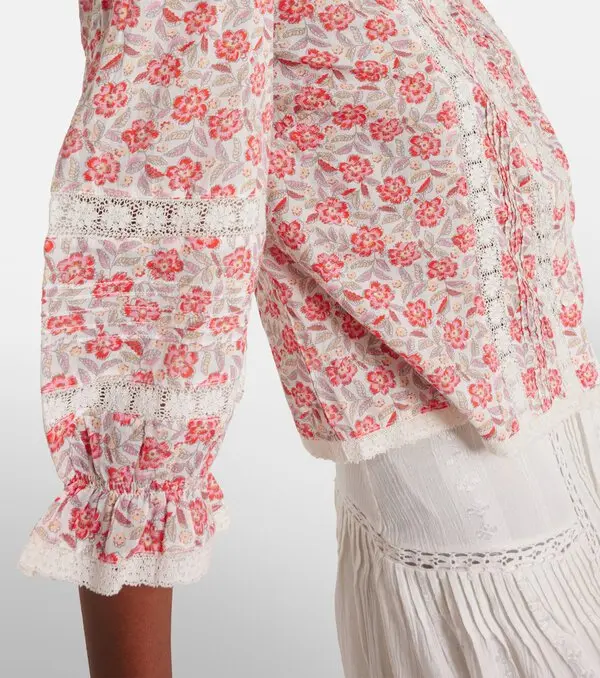 Rixo Jacques Floral Cotton Voile Blouse