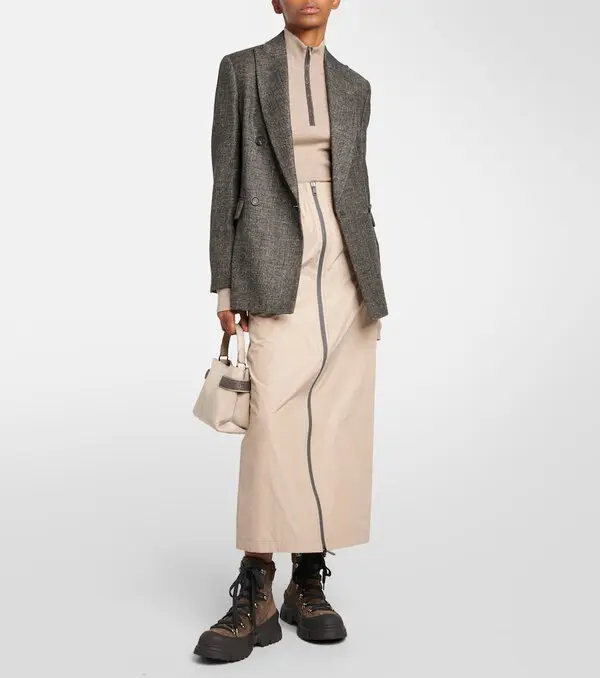 Brunello Cucinelli Ribbed Wool And Cashmere Zip-up Sweater - Brown