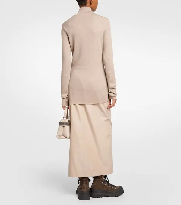 Brunello Cucinelli Ribbed Wool And Cashmere Zip-up Sweater - Brown
