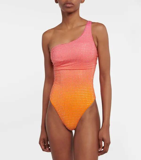 SELF-PORTRAIT Embellished One-shoulder Swimsuit