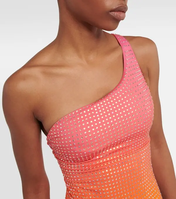 SELF-PORTRAIT Embellished One-shoulder Swimsuit