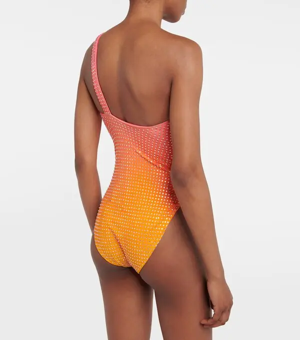 SELF-PORTRAIT Embellished One-shoulder Swimsuit