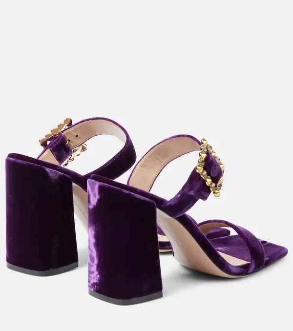 GIANVITO ROSSI Embellished Velvet Mules