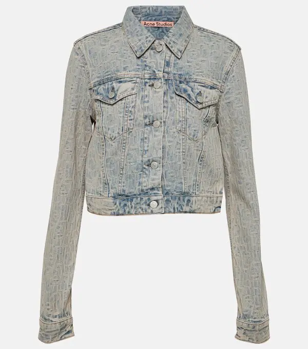 Acne Studios Cropped Jacquard Denim Jacket - Blue